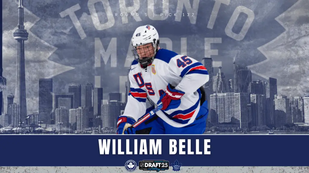 The Toronto Maple Leafs select William Belle 137th overall in the 2025 ...